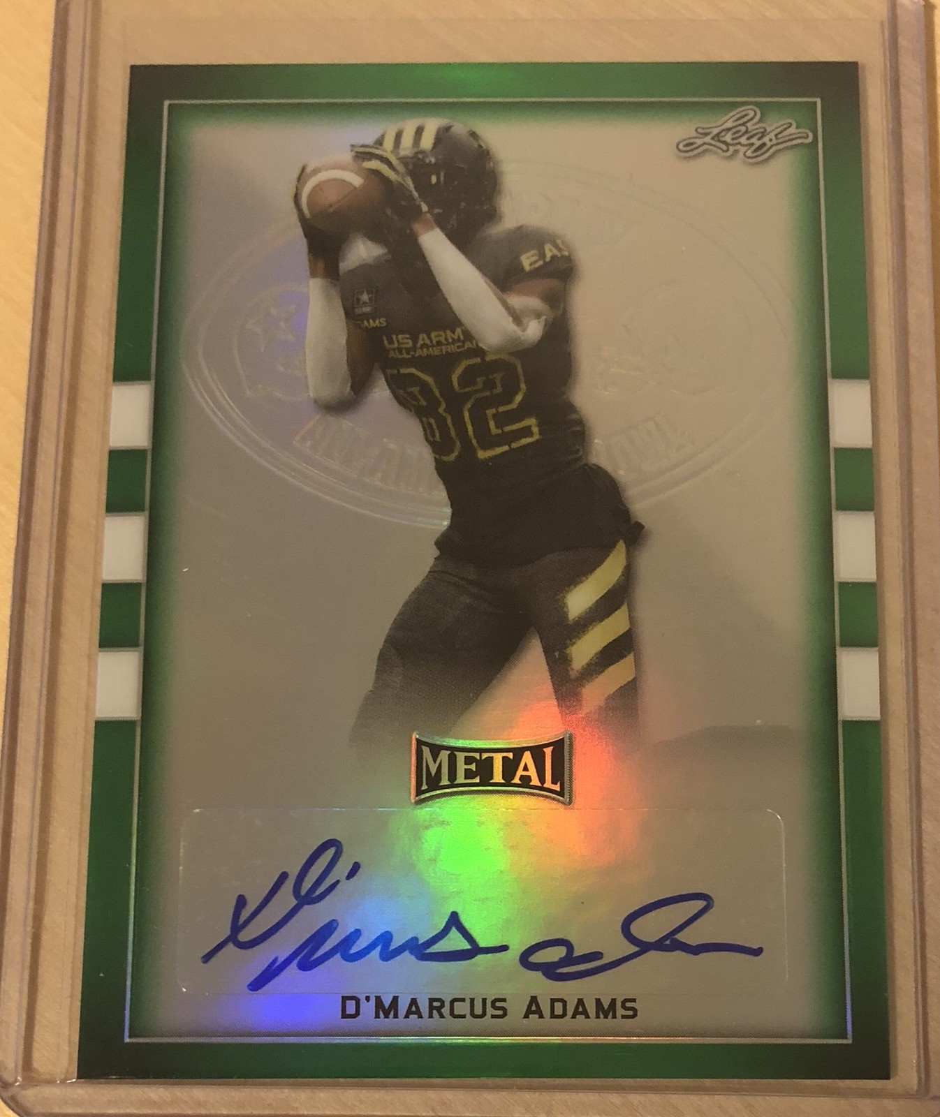 D’Marcus Adams 2018 Leaf Army Metal Green Oval Auto 5/10 Florida State ...