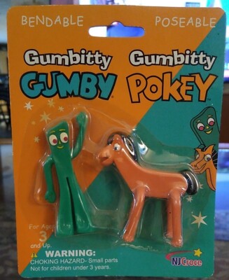 Gumbitty GUMBY & POKEY 2004 Bendable Mini Poseable Toy NJCroce SEALED ...