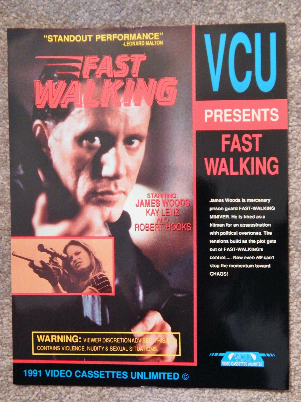 FAST WALKING (JAMES WOODS, KAY LENZ(VIDEO DEALER BROCHURE, 1990) | eBay