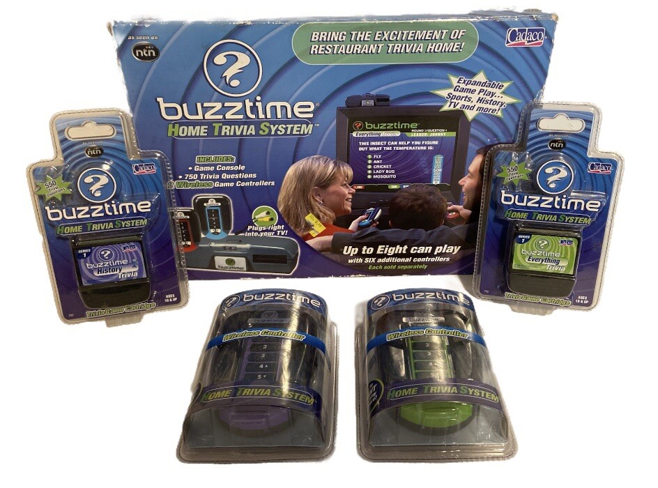 Buzztime Home Trivia Lot of Console Two Wireless Controllers Two Games ...