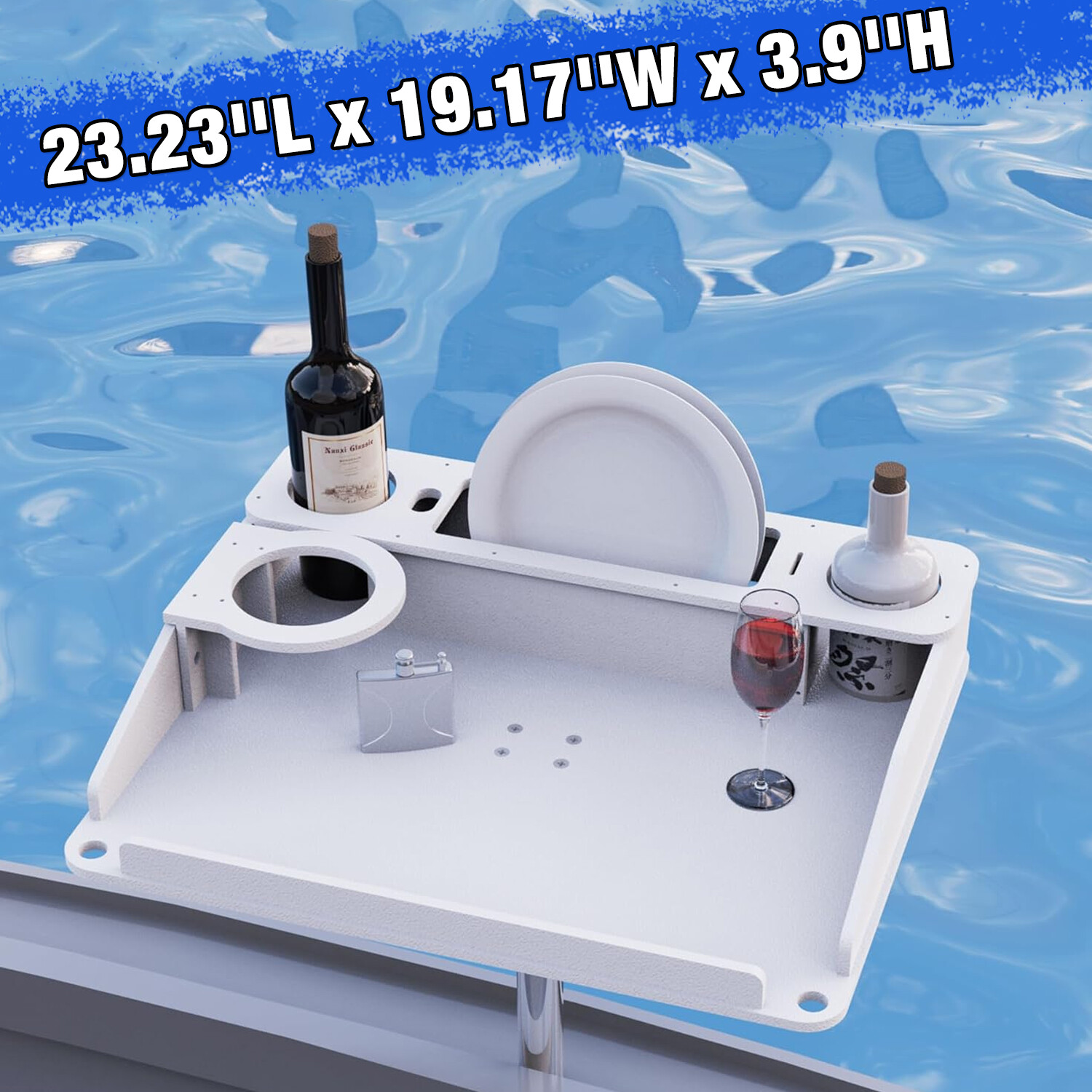 Utility Boat Table w/Rod Holder Mount Portable Boat Caddy Organizer ...