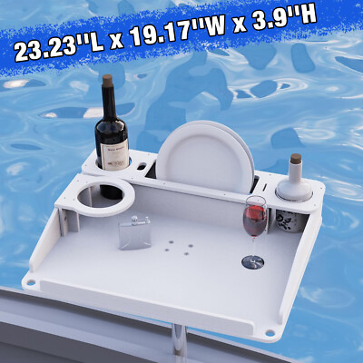 Utility Boat Table w/Rod Holder Mount Portable Boat Caddy Organizer ...