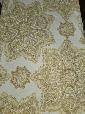 Pottery Barn Britt Medallion Full Queen Duvet Cover Gold Yellow Button ...