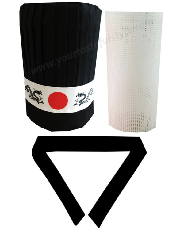 Japanese steakhouse chef hat set, Hibachi chef hat set, 4pcs in chef ...