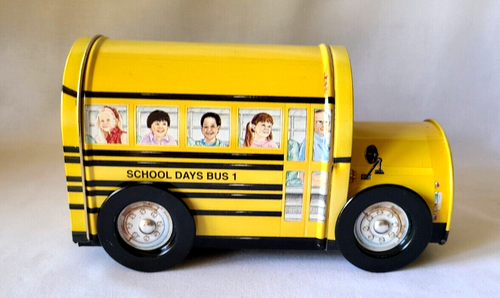 Vintage Yellow School Bus Tin Container #TJ0087 NEW- Teacher / Bus ...