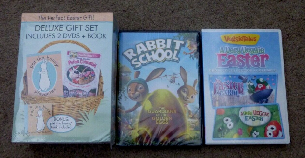 LOT OF 5 EASTER DVD BOOK CHILDREN's LOT NEW VEGGIE TALES A VERY VEGGIE ...