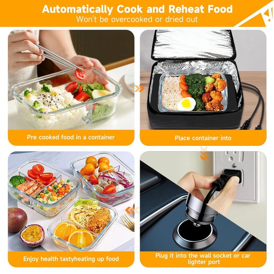 Protable Oven Food Warmer 100w 12v/24v/110v Electric Lunch Box For ...