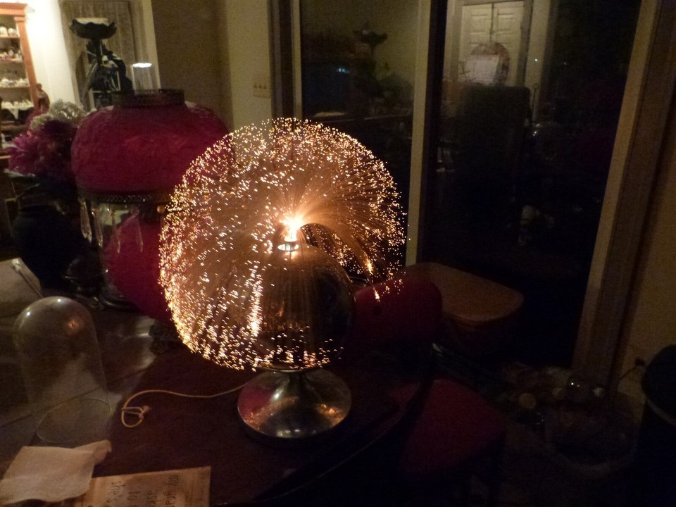 VINTAGE Chrome Sunburst 4000 FiberOptic Rotating Lamp Changing Colors ...