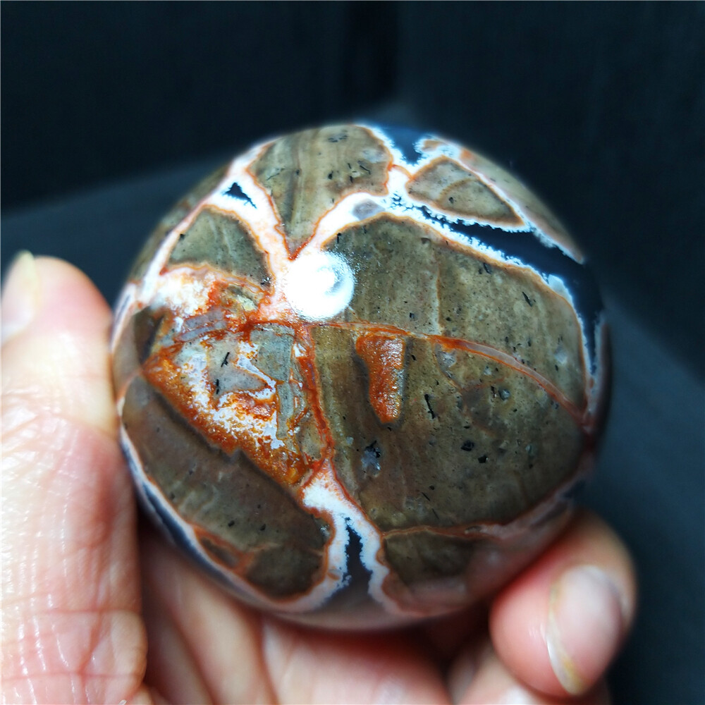 RARE 277.5g Natural Polished Football Agate Stone Sphere Ball Healing ...