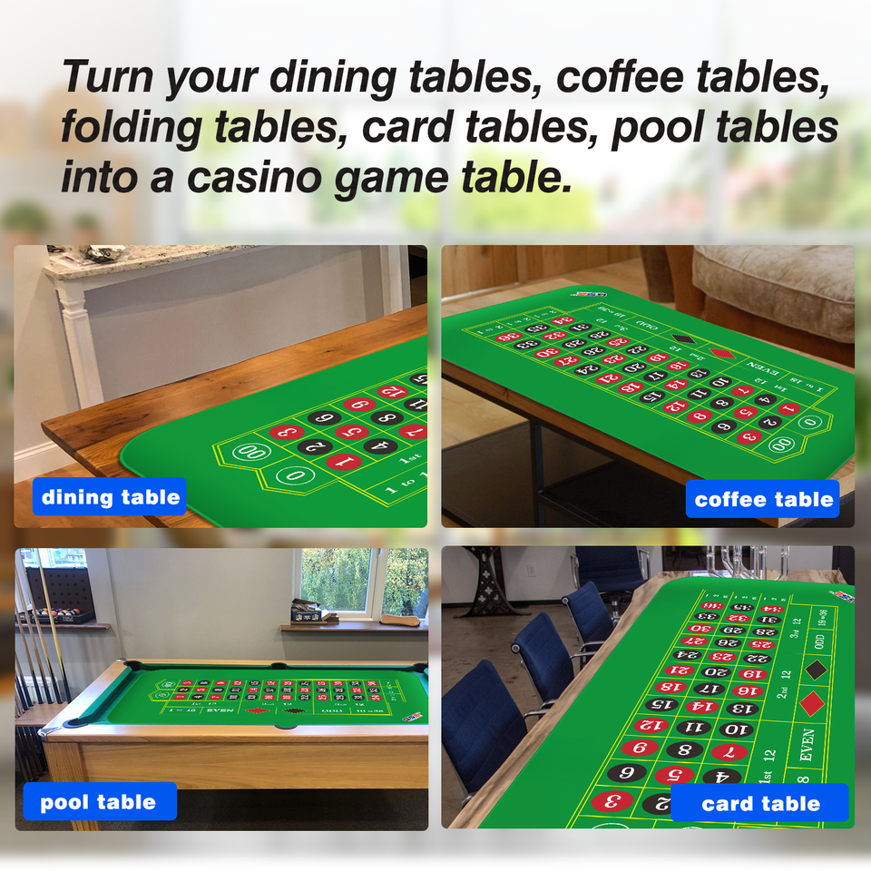 70x35" Casino Roulette Table Top Mat. Portable Rubber Roulette Tabletop ...
