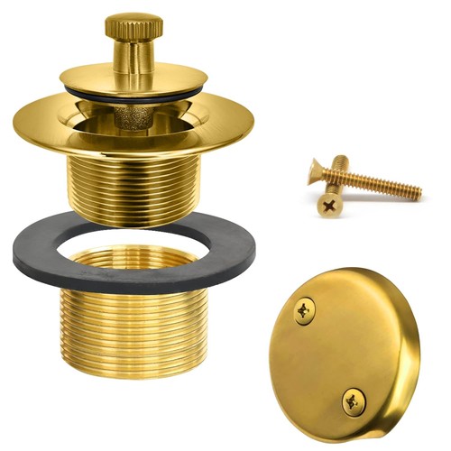 LXLOTUS Brushed Gold Bathtub Drain - Lift and Turn - Gold/Brass Tub ...