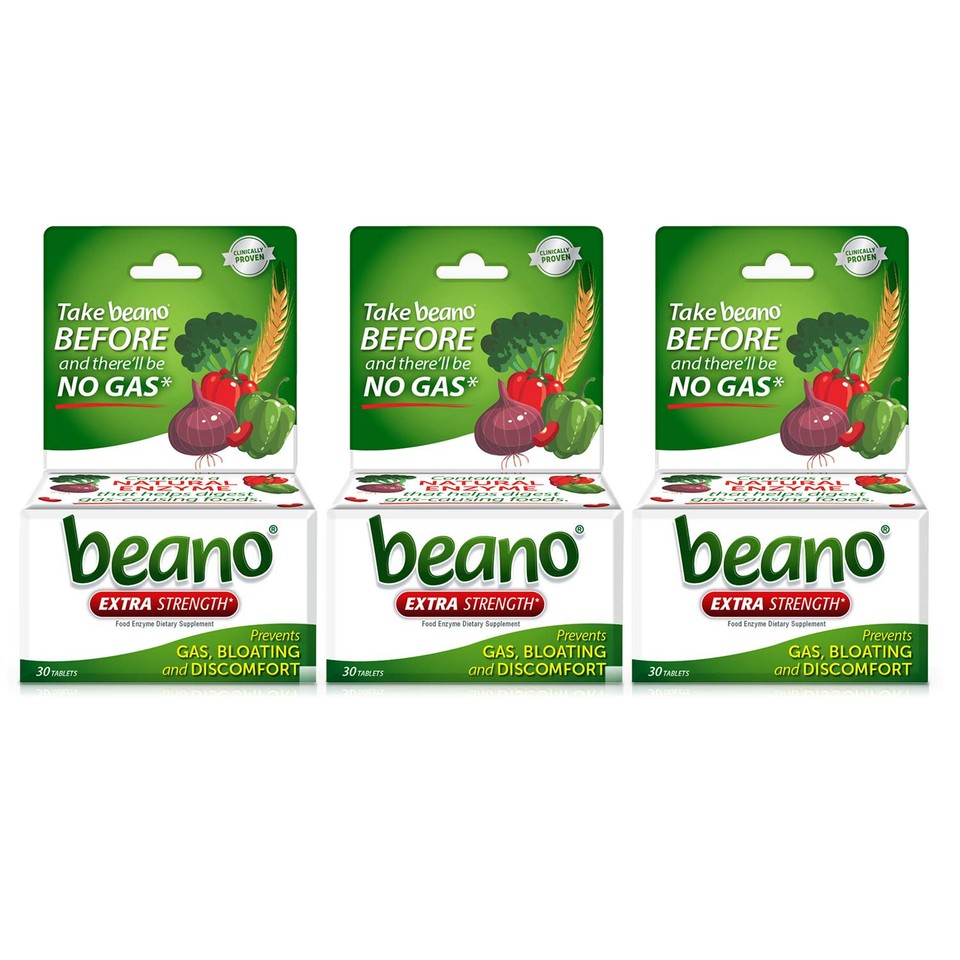 Beano Extra Strength, Digestive Enzyme, Prevents Gas, 30 Count (Pack of ...