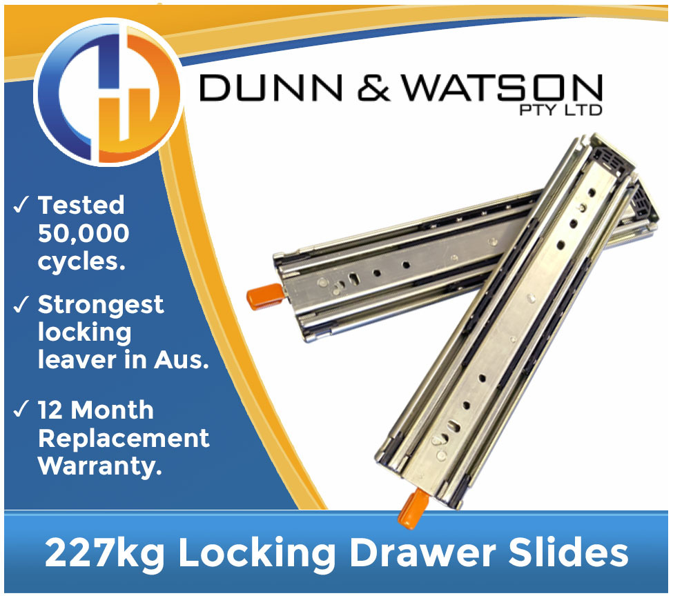 1524mm 227kg Locking Heavy Duty Drawer Slides / Fridge Runners - 500lb ...