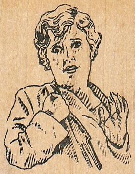 Astonished Woman 2 1/4 x 2 1/2" Rubber Stamp, Woman Stamp, Lady Stamp ...