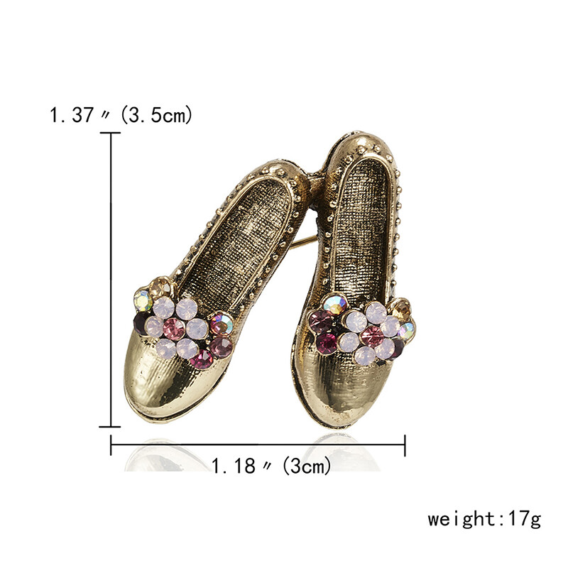 Retro Vintage Shoes Brooches Pink Rhinestone Flower Bowknot Shoes ...