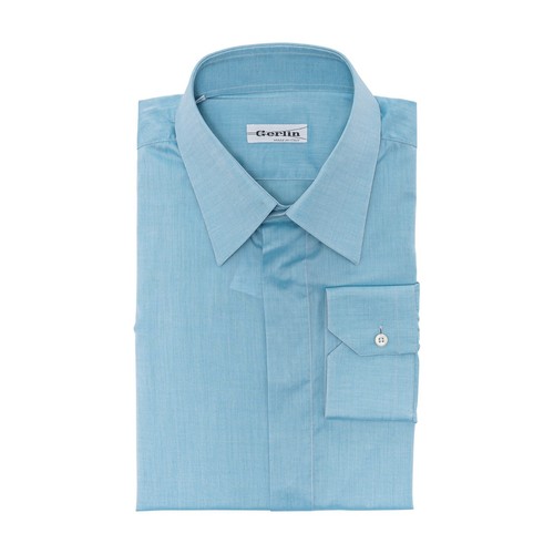 LUXURY GERLIN Shirt Blue Tiffany Fine Cotton 15.5 - 39 7T BIJAN | eBay