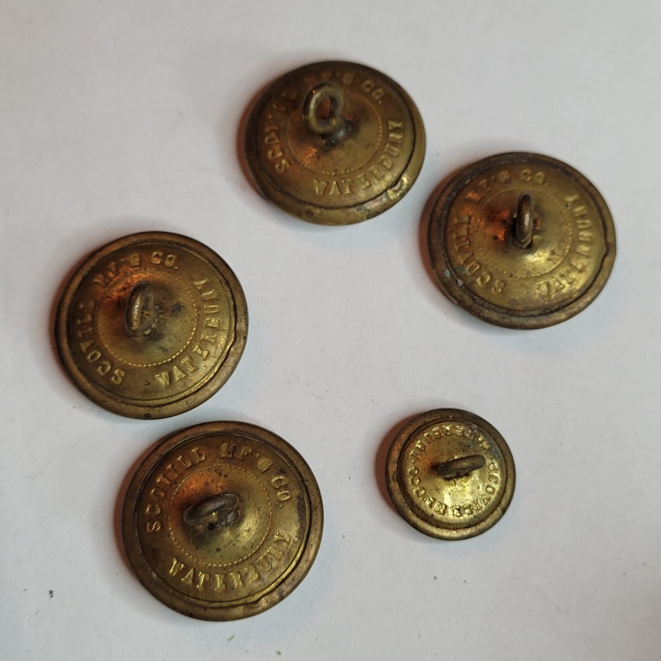 Lot of 5 WWI US Army Eagle Brass Buttons Scovill Mfg. Co. Waterbury | eBay