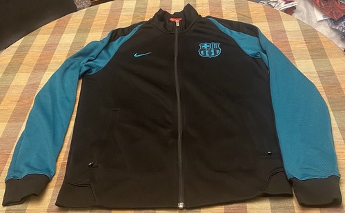 Nike Men M FCB Barcelona Black Teal Full Zip Track Jacket Foot Fut ...