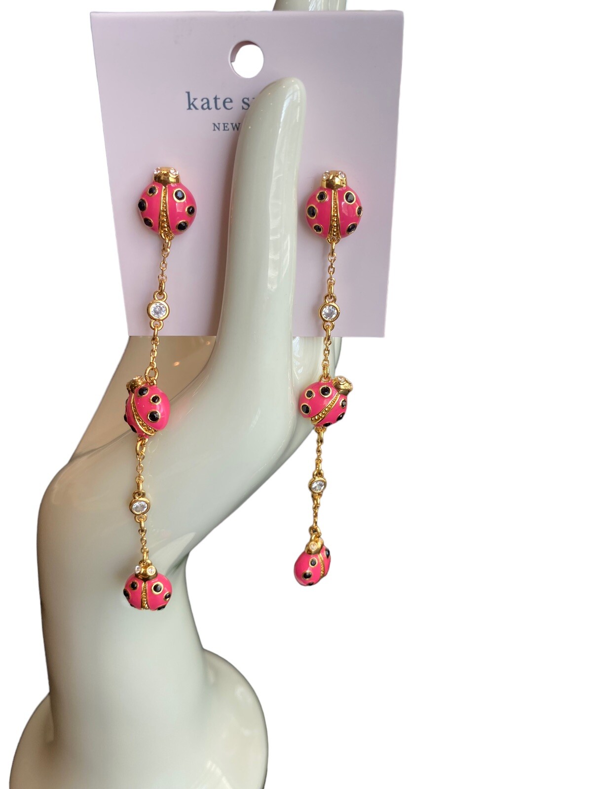 Kate spade new york Gold plated ladybug CZ liner Drop Dangle Earrings ...
