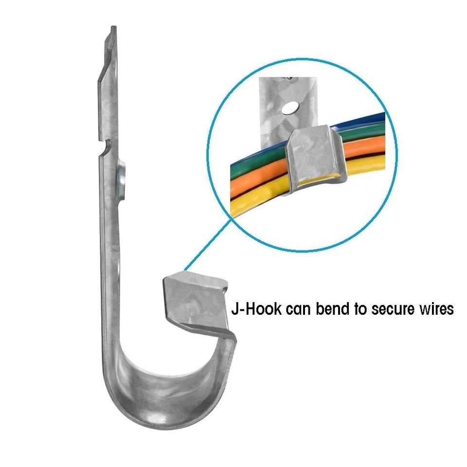 50 Pcs 3/4" J Hook Wall Mount Hanger CAT5/CAT6 Network Wire Cable Management | eBay