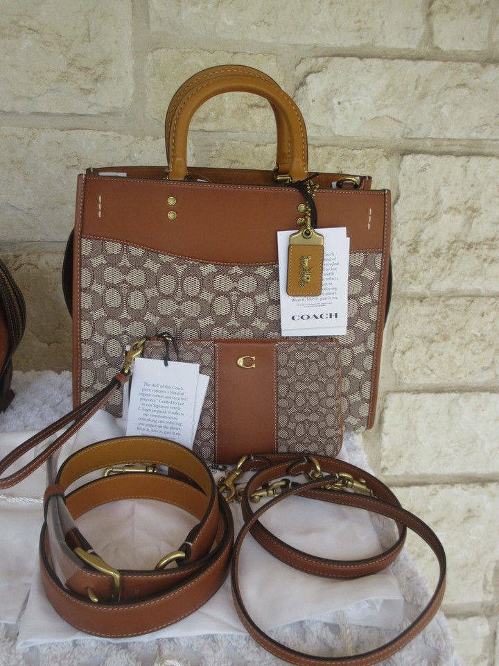 NWT COACH Rogue Bag Med 25 or Large 31 Signature Jacquard Cocoa ...