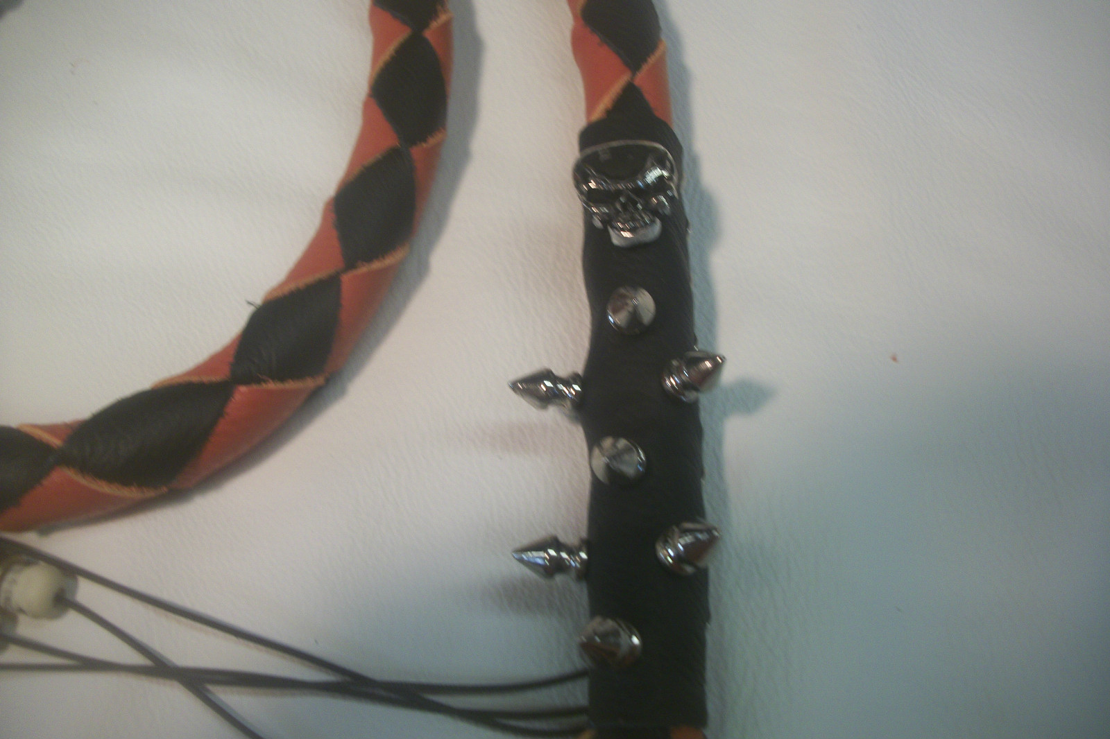 biker whip getback ULTIMATE whip BLACK & ORANGE SKULLS &SPIKES BY ...
