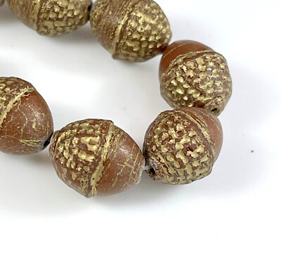 12mm Acorn Beads, Brown w/Matte Finish w/Gold Wash, Czech Glass, 8 ...
