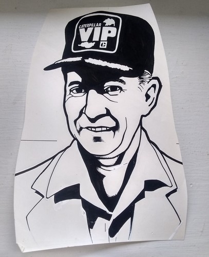 Vintage Original Art Concept Drawing Caterpillar CAT VIP Hat Farmer ...