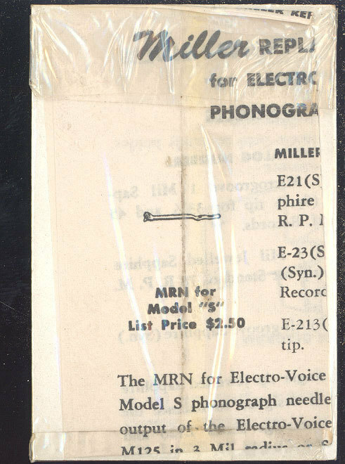 Miller E23(S) Electro-Voice needle - 78 rpm Sapphire | eBay
