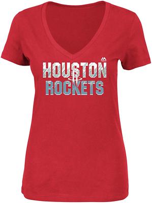 NBA Majestic Houston Rockets Women's Get Aggressive Short Sleeve V-Neck ...