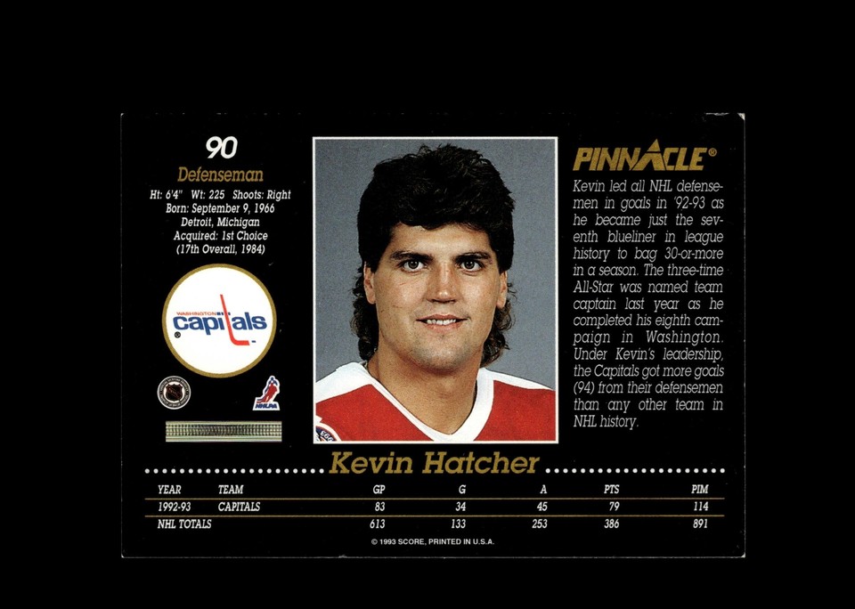 Kevin Hatcher 1993-94 Pinnacle Hockey Card #90 Washington Capitals | eBay