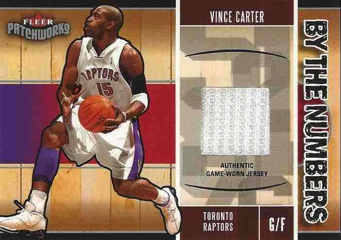 2003-04 VINCE CARTER FLEER PATCHWORKS BY THE NUMBERS GW JERSEY TORONTO ...