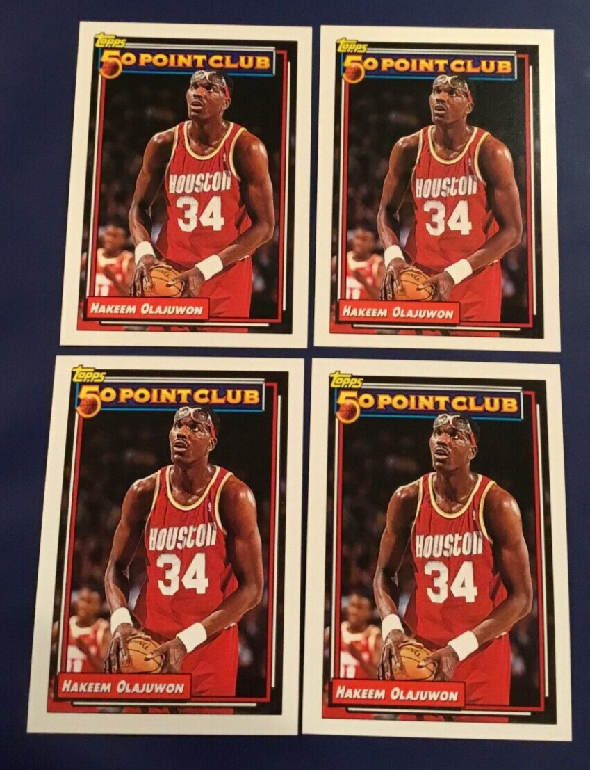 1992-93 Topps # 214 HAKEEM OLAJUWON 50 Point Club Lot 4 Houston Rockets ...