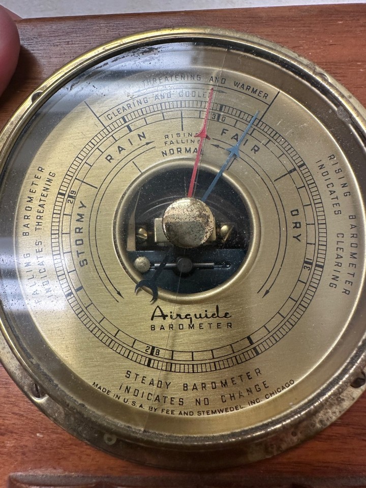 Airguide Barometer Wooden Case Desktop Bookshelf Made In USA Vintage | eBay