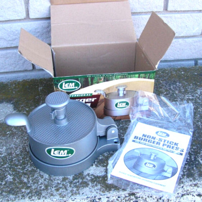 LEM Non-Stick Adjustable Burger Press Hamburger Metal BBQ | eBay