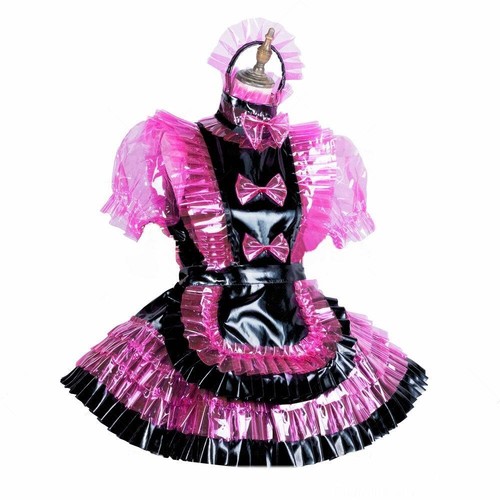 French Maid Sissy Sexy Girl Lockable clear Pvc Dress Cosplay Costume ...