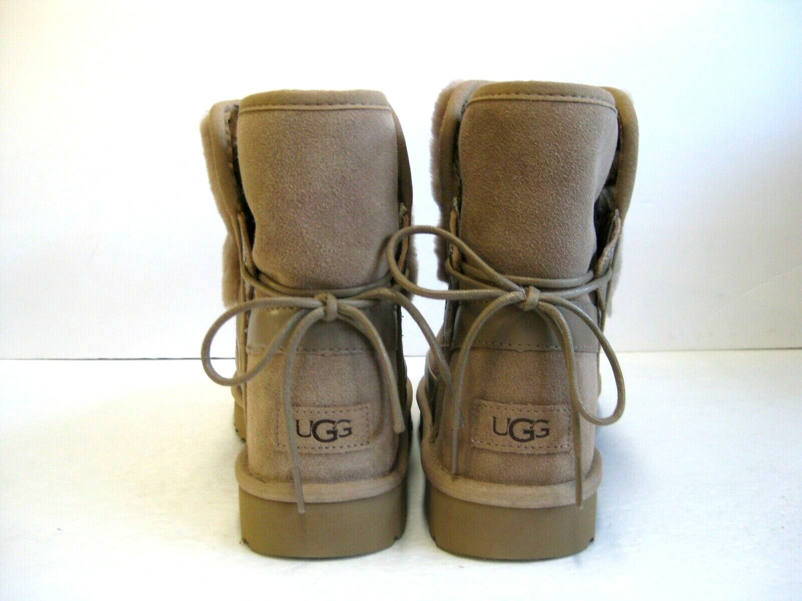 UGG CLASSIC MINI LEOPARD LINED BOW WOMEN BOOTS SUEDE AMPHORA US 9 /UK 7 ...