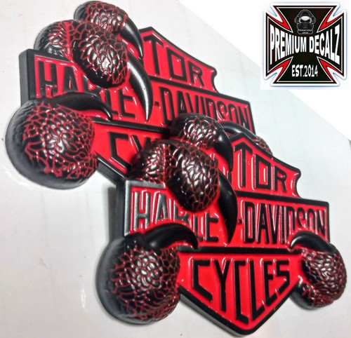 2x 75mm x 53mm Harley Davidson Tank Adhesive Badge Metal Decal Eagle ...