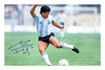 Diego Maradona Signed A4 Autograph Photo Print Argentina World Cup ...