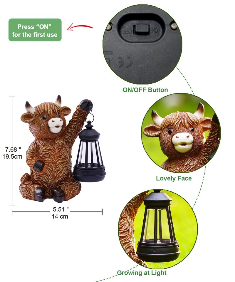 Highland Cow Statue for Garden Decor: Outdoor Highland Cattle Sculpture ...