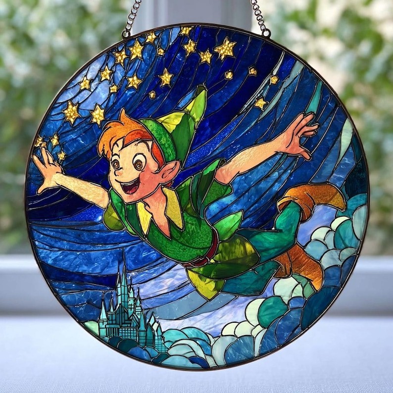 Disney Peter Pan Stained Glass Suncatcher, Disney Peter Pan Window ...