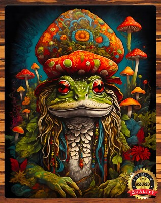 Psychedelic - Mushrooms Rasta Toad - 1970s - Restored - Metal Sign 11 x ...