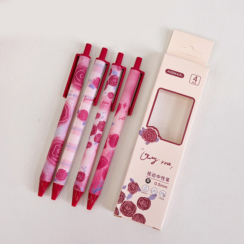 4 Pcs/Set Korean Cute Retractable Gel Pens Neutral Pen Stationery Gel ...