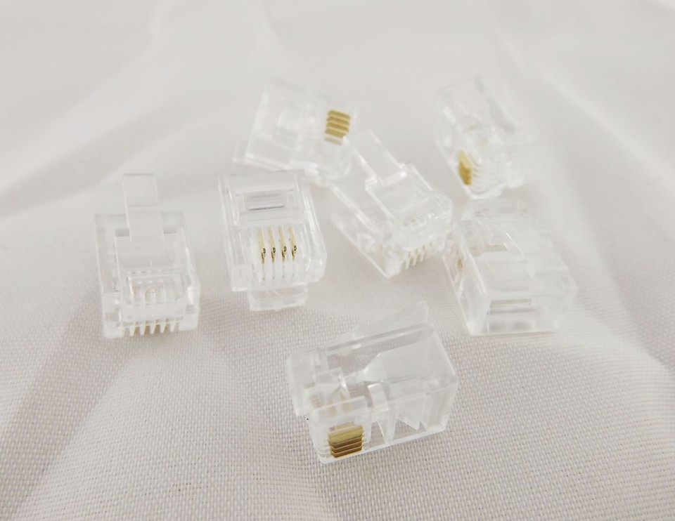 50pcs Durable 4 Pin RJ-11 6P4C Modular Plug For Solid Telephone ...
