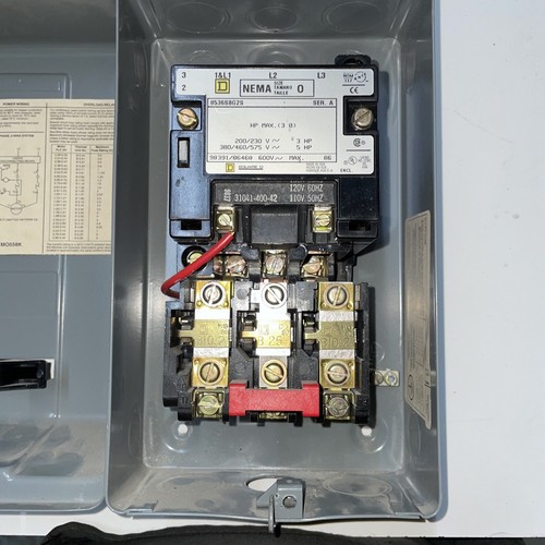 Square D MO558L Enclosure With 8536SBG2S Motor Starter 480V 60Hz Coil ...