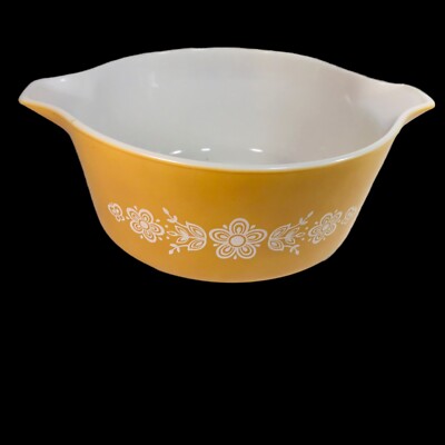 Vtg Pyrex 2.5 Quart Butterfly Gold Casserole Dish 475-B Original 1972 ...