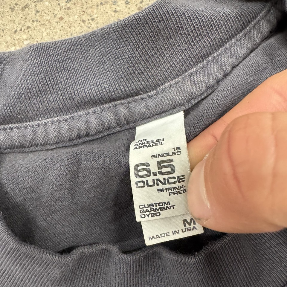 Los Angeles Apparel T Shirt Grey Made In USA Garment Dyed 6.5 Oz Blank ...