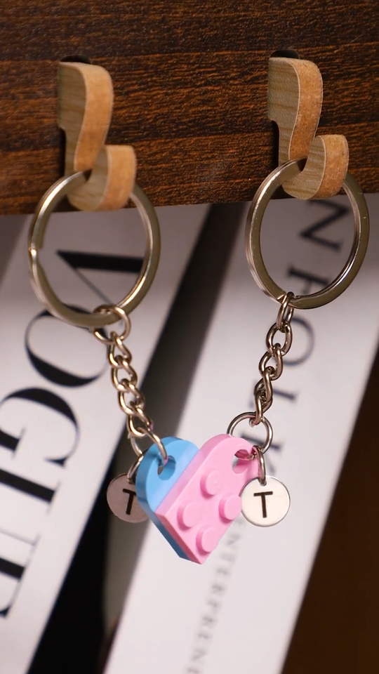 Custom Initial Engraved Heart Keychain, Couple Matching Keychain With ...