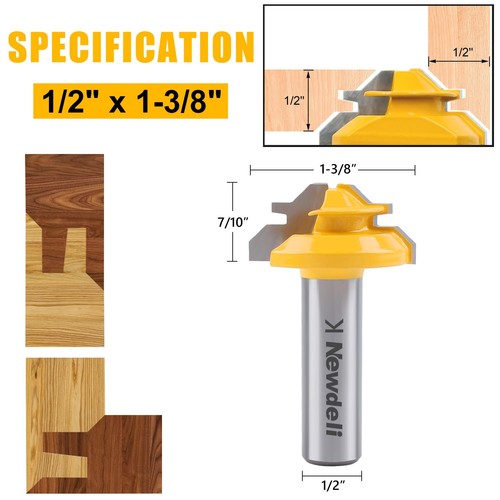 3PCS 45 Degree Lock Miter Router Bit Set 1/2 Inch Shank for 1/2â€ 3/4 1 ...