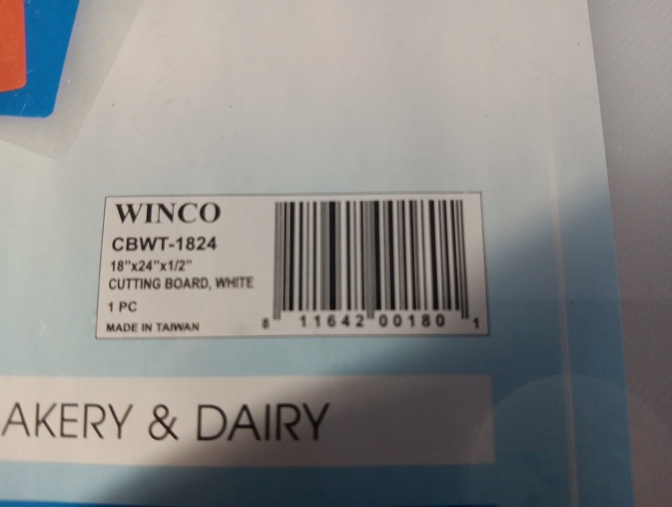 Winco CBWT-1824 Cutting Board, 18 by 24 by 1/2-Inch, White. Ships Free ...